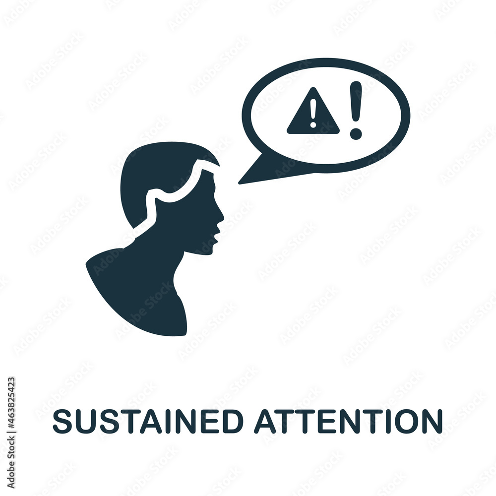 Sustained Attention icon. Monochrome sign from cognitive skills ...