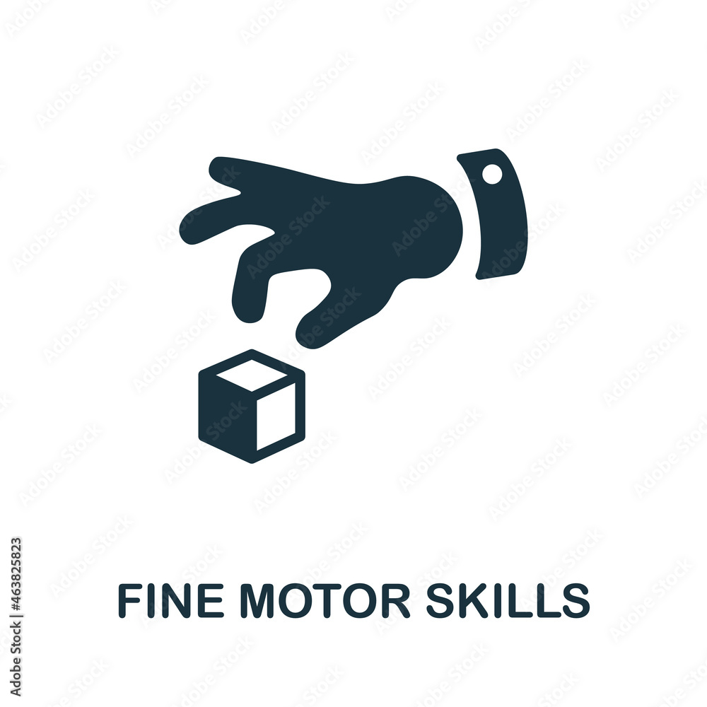 Fine Motor Skills icon. Monochrome sign from cognitive skills ... Fine Motor Skills icon. Monochrome sign from cognitive skills ...