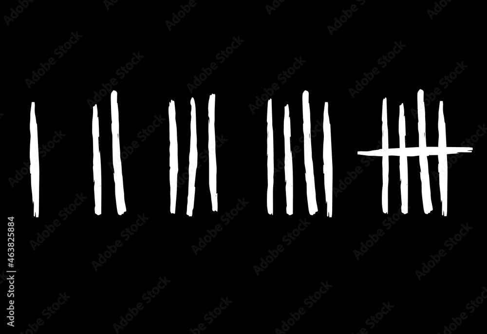Tally marks, prison wall isolated. Counting signs vector illustration ...
