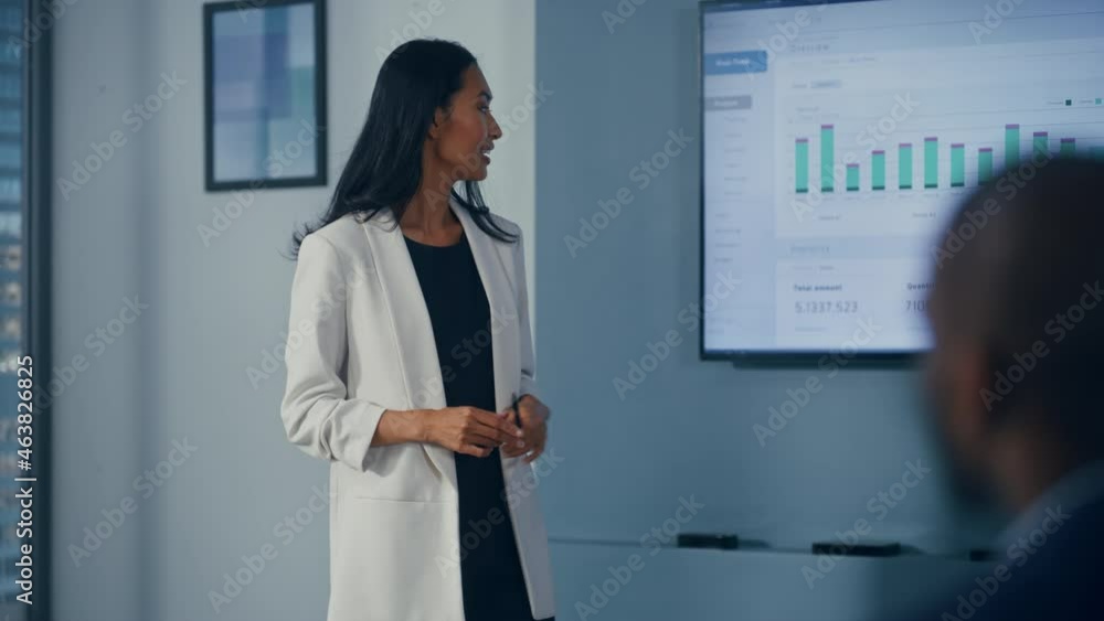 Office Conference Room Meeting: Portrait of Beautiful Asian Female ...