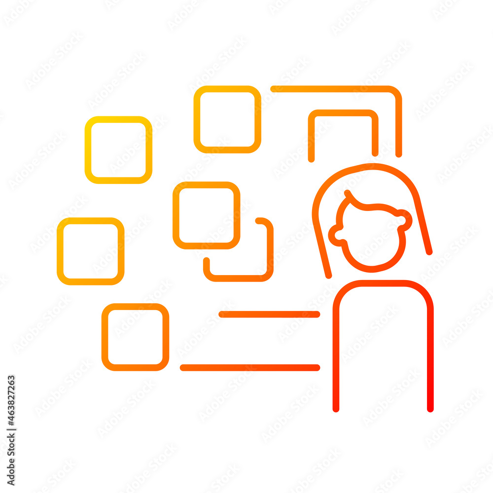 Derealization gradient linear vector icon. Depersonalization and ...