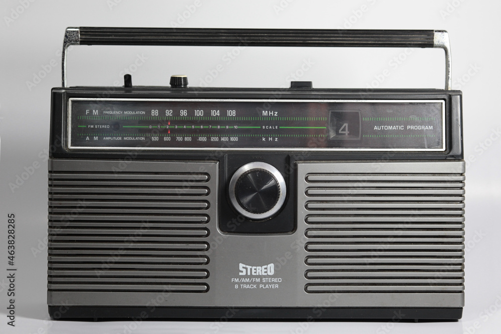 1970s-1980s portable AMFM portable stereo with 8 track cassette player ...