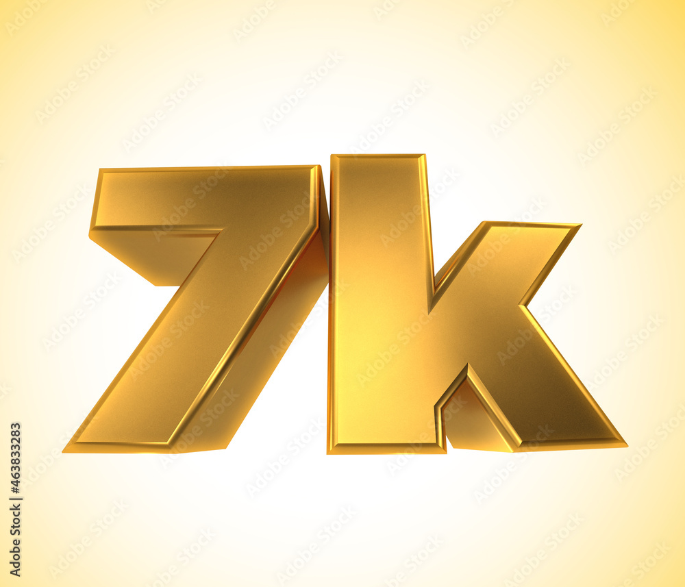 Thank you 7k, 7000 Followers, 3D illustration 7k a white and yellow ...