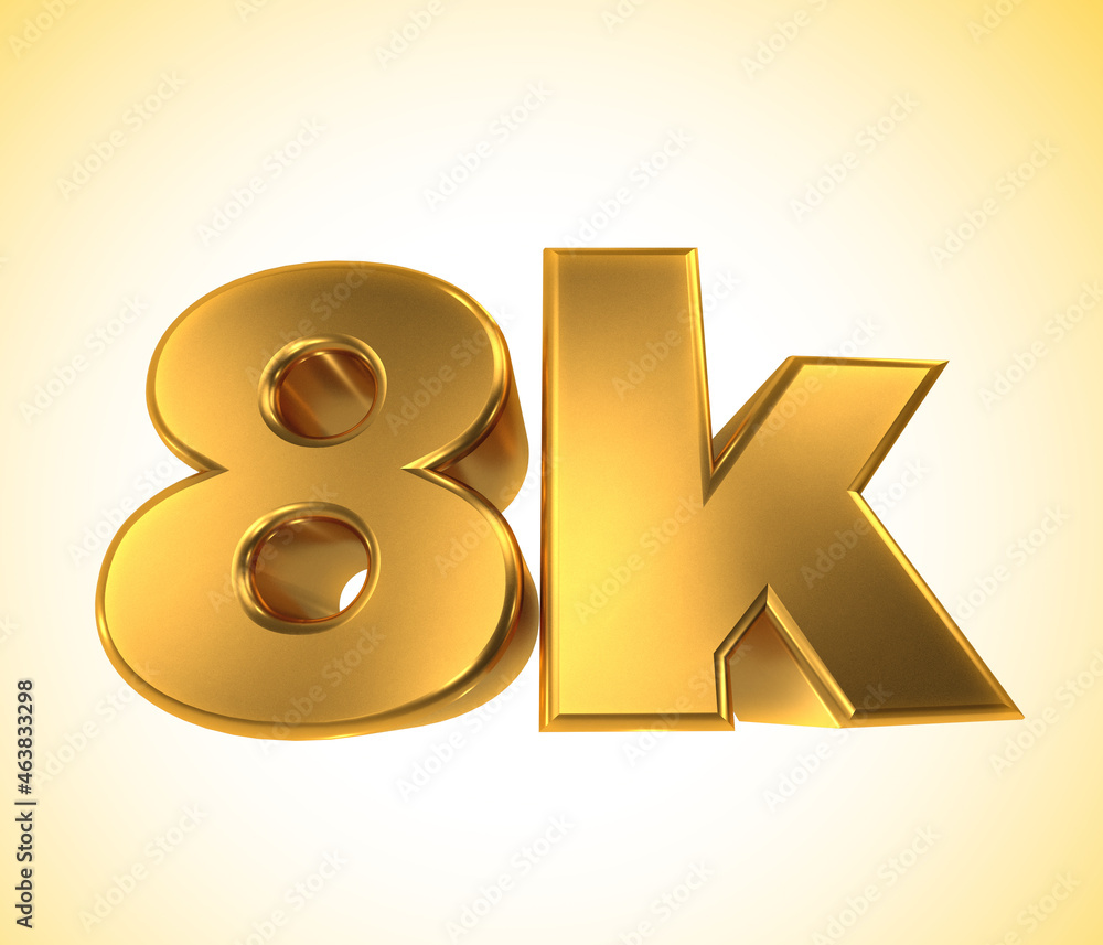 Thank you 8k, 8000 Followers, 3D illustration 8k a white and yellow ...
