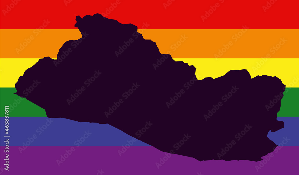 El Salvador LGBT map with rainbow color flag Stock Illustration | Adobe ...