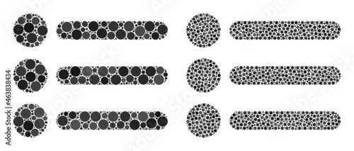 Dot list items icon. Collage list items icon united from round items in ...