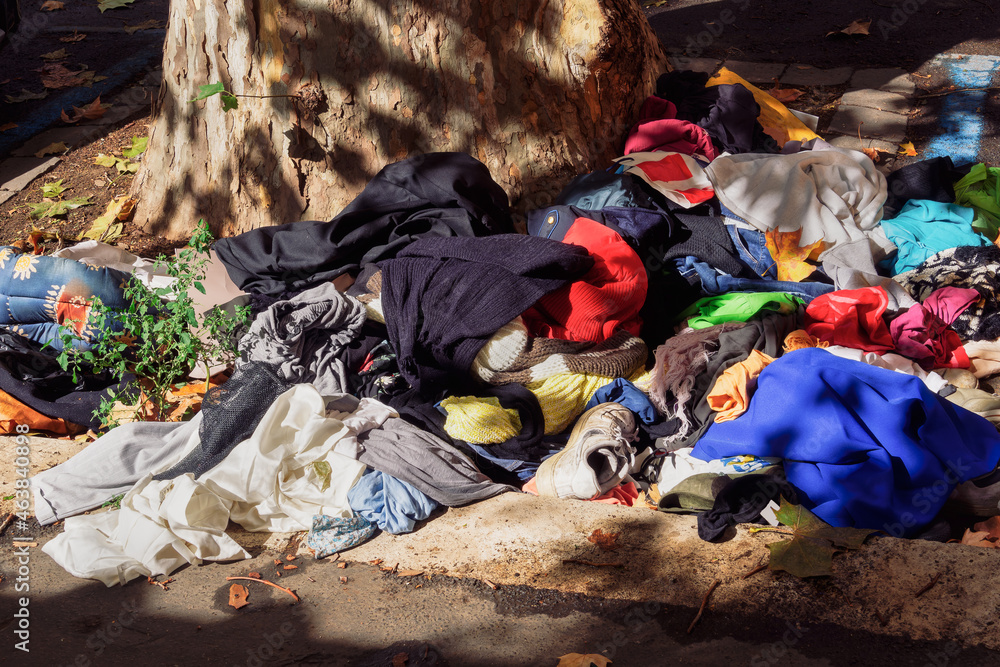 Rome, Italy garbage on the streets next to a pavement. Trash including ...