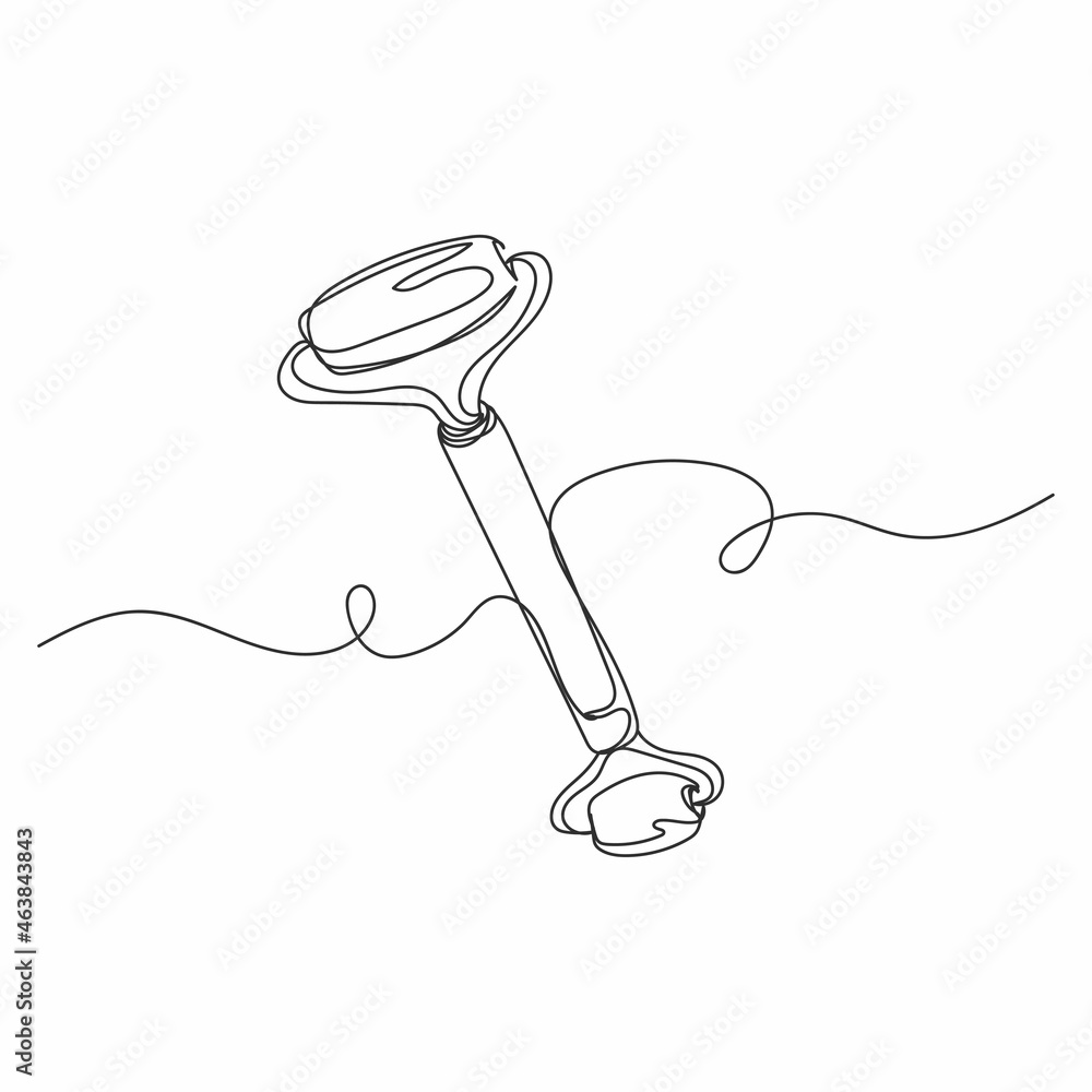 Vector continuous one single line drawing of face roller for beauty ...