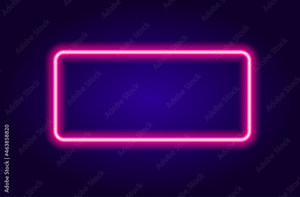 neon pink frame. Vector illustration bright rectangular frame glowing ...