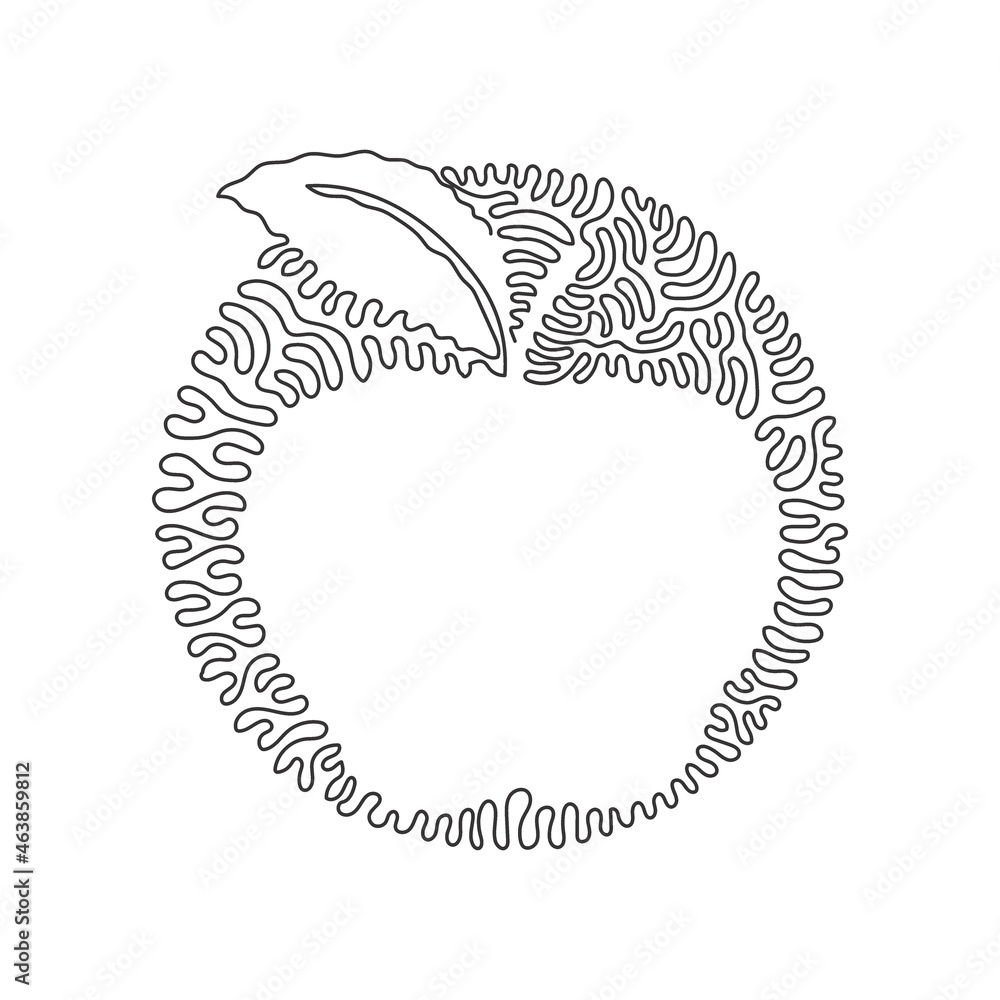 Single continuous line drawing apple fruit fresh appetizing delicious ...