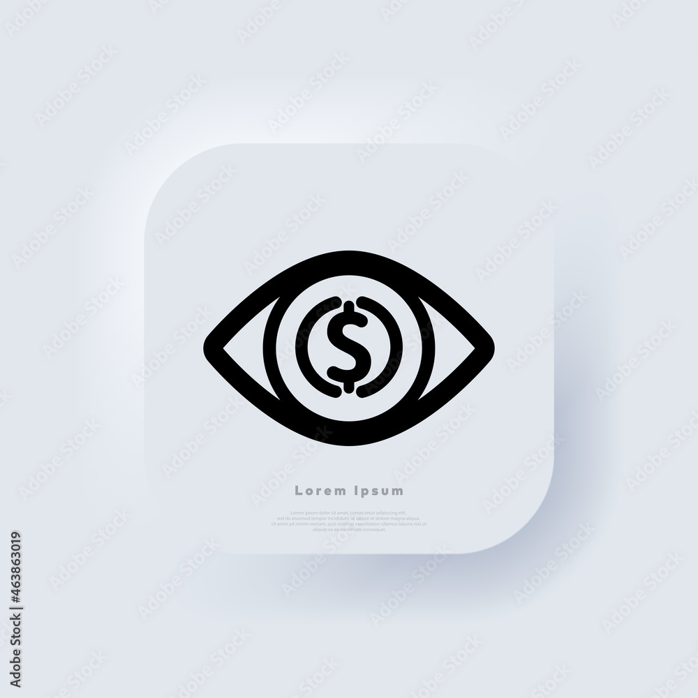 Dollar sign in eye icon. Outline dollar sign in eye icon for web design ...