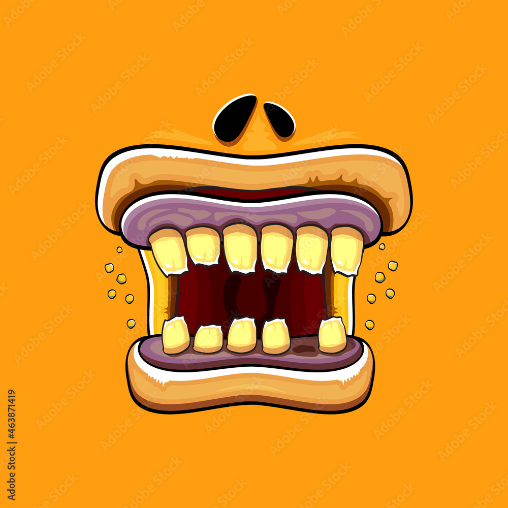 Vector cartoon funny silly zombie monster mouth with rotten teeth ...