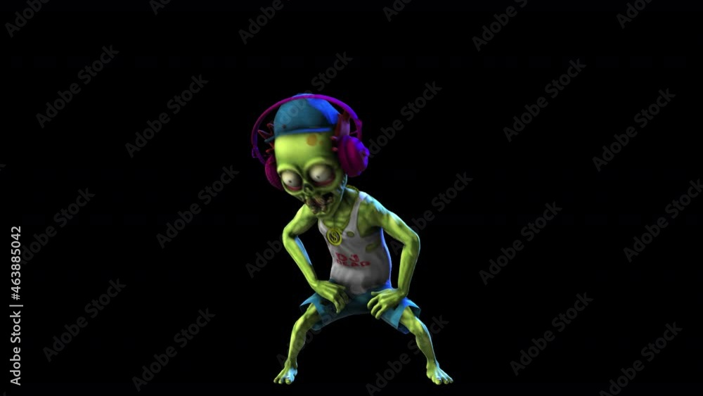 Seamless animation of a zombie twerking dancing isolated with alpha ...