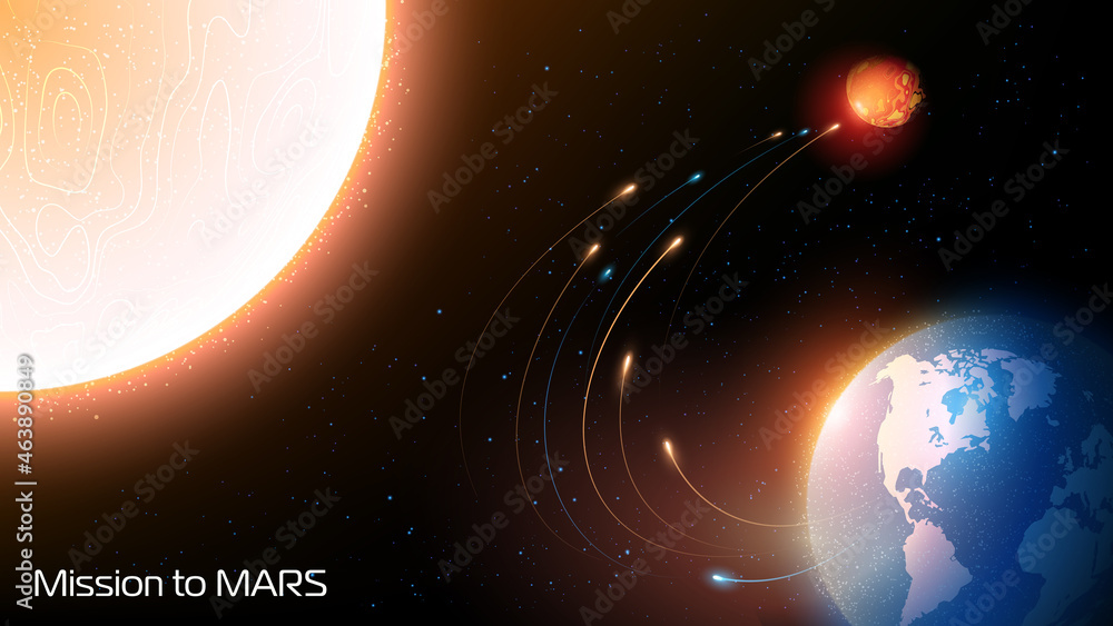 Dark blue futuristic background. Vector. Colonization of the planet ...