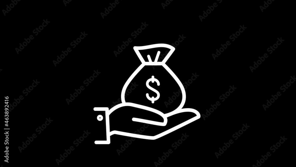 Animated finance icon with alpha channel. Transparent background. Line ...