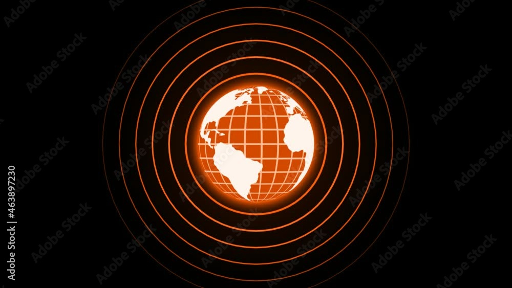 Brown color 3d world map spinning network wave signal animated on black ...
