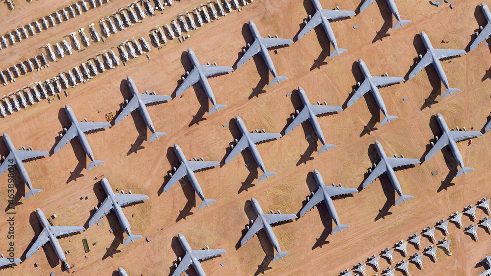 Davis-Monthan Air Force Base Aircraft Boneyard, Bird’s eye view retired ...