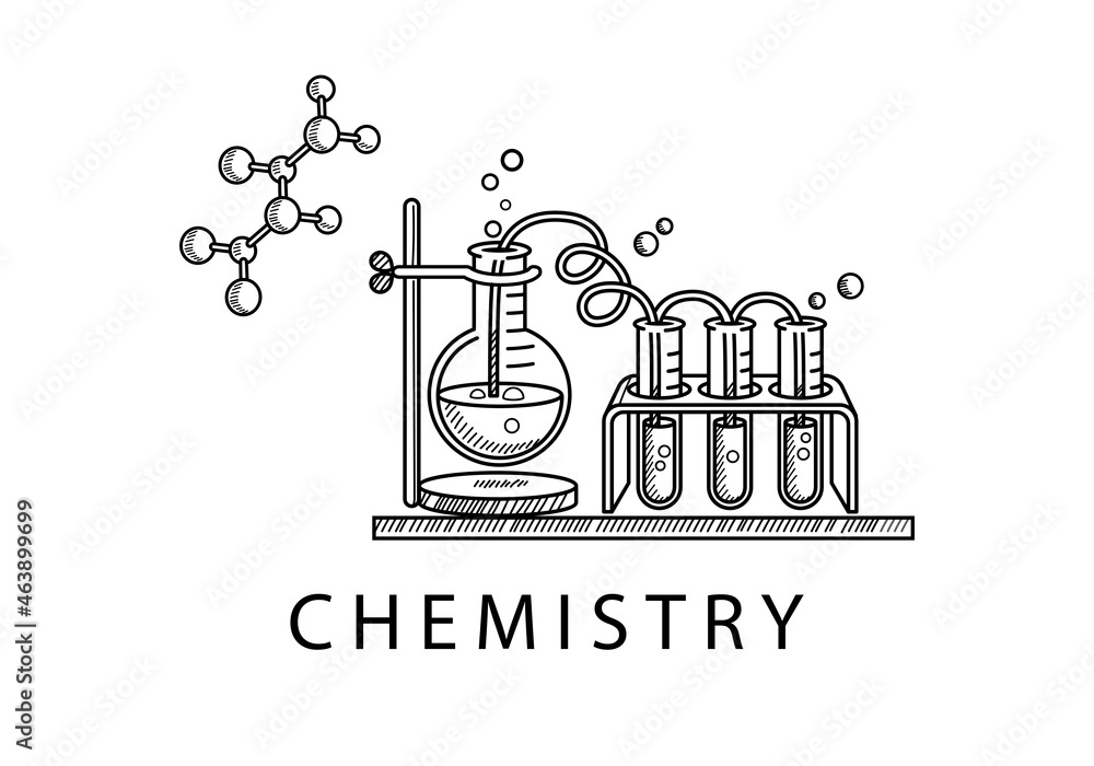 Chemistry lab and diagrammatic icons or logo showing assorted ...