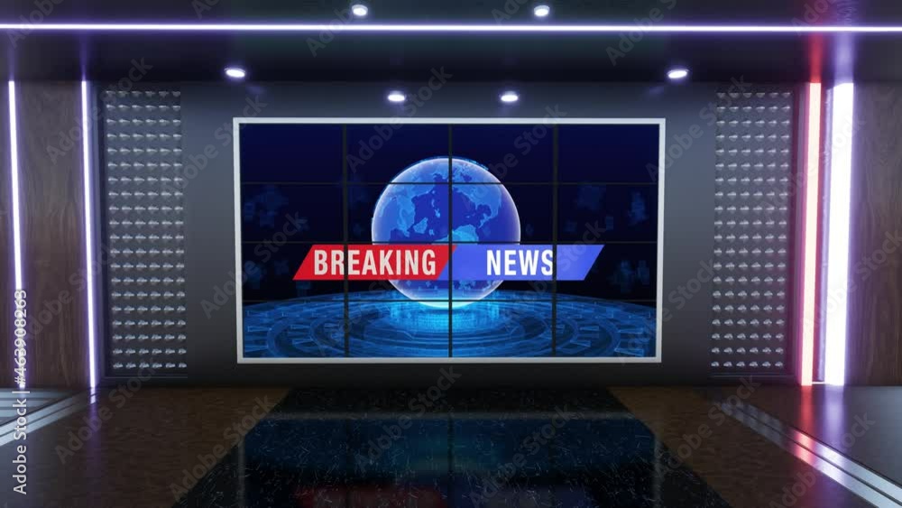 News TV Studio Set - Virtual Green Screen Background Loop motion ...