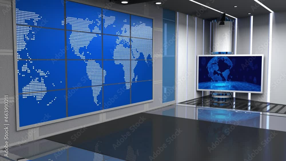 News TV Studio Set - Virtual Green Screen Background Loop motion ...