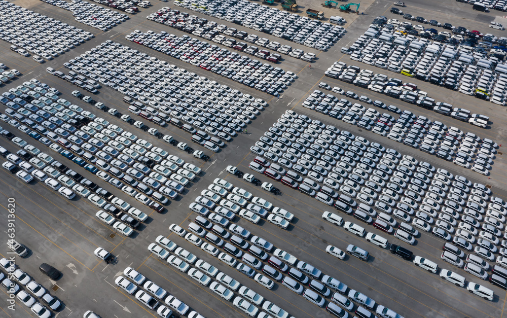 Cars export terminal in export and import business and logistics ...
