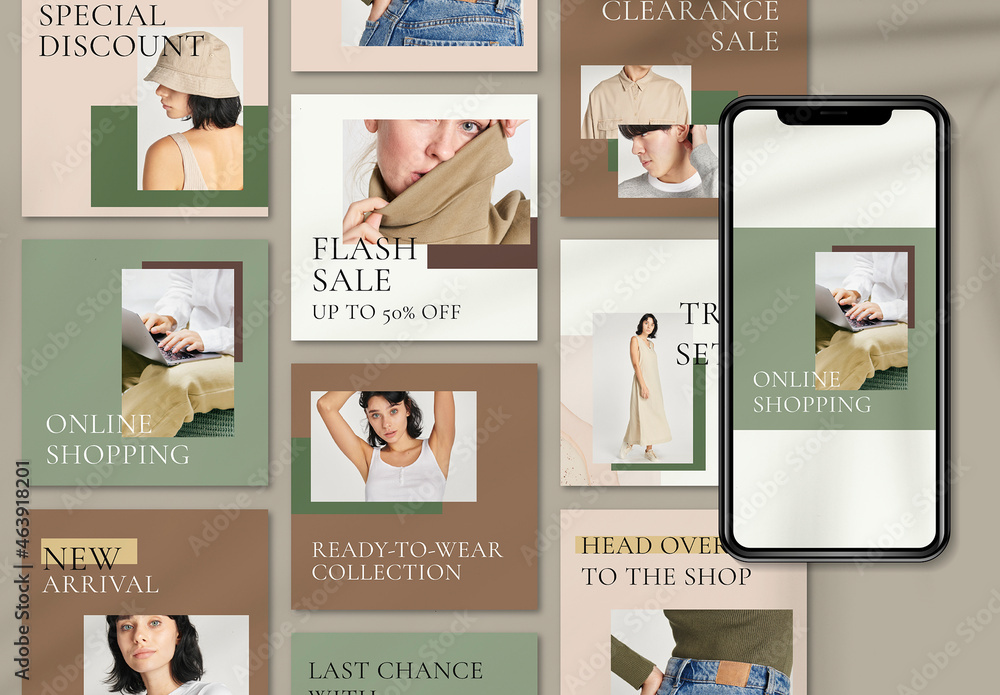 Social Media Post Layout Set for Fashion Stock Template | Adobe Stock