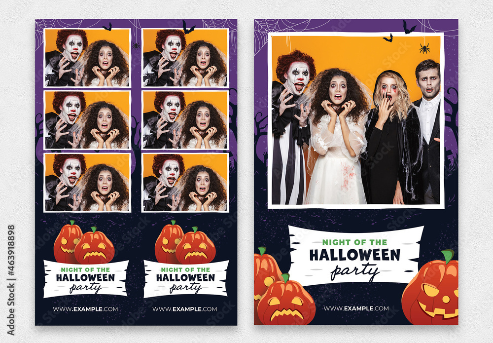 Halloween Photo Booth Template with Pumpkin Illustrations Stock ...
