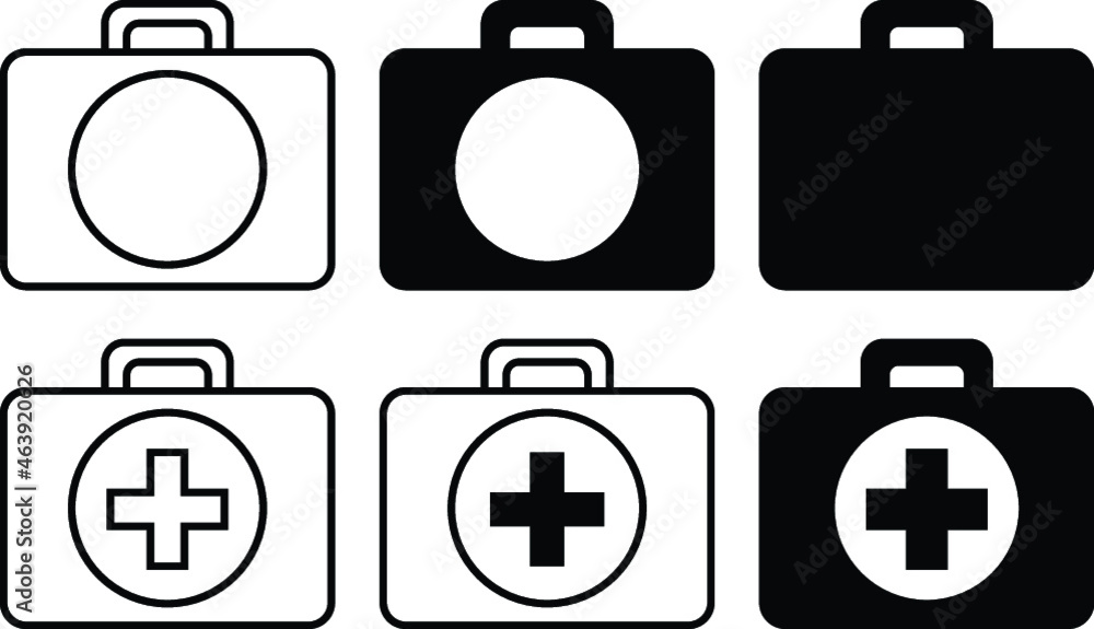 First Aid Kit Clipart Set - Outline and Silhouette Stock Vector | Adobe ...