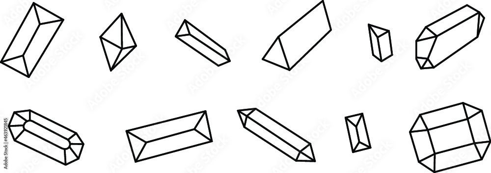 Gems and Crystals Outline Clipart Set Stock Vector | Adobe Stock