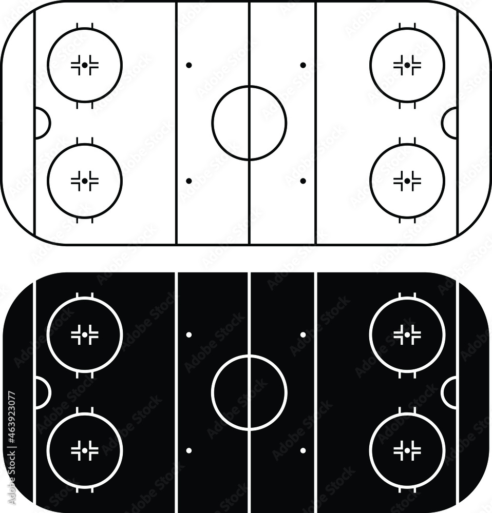 Hockey Rink Clipart Set - Outline and Silhouette Stock Vector | Adobe Stock
