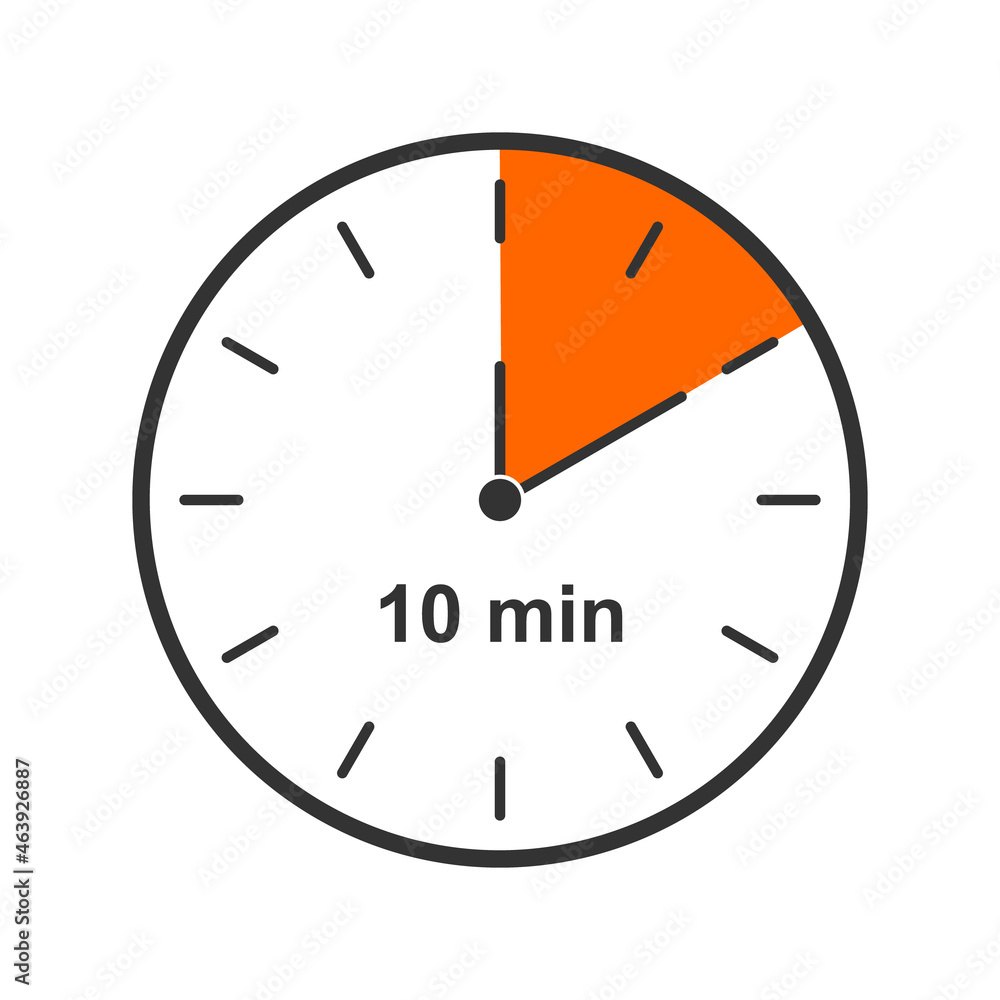 Clock Icon With 10 Minute Time Interval Countdown Timer Or Stopwatch