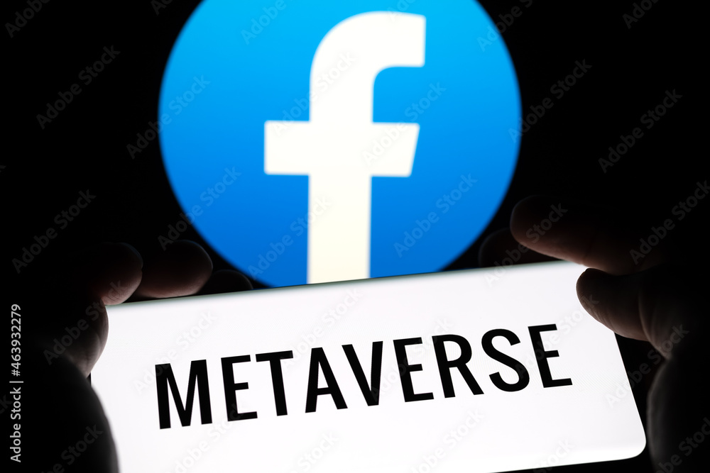 FACEBOOK Metaverse concept. Smartphone silhouette with METAVERSE word ...