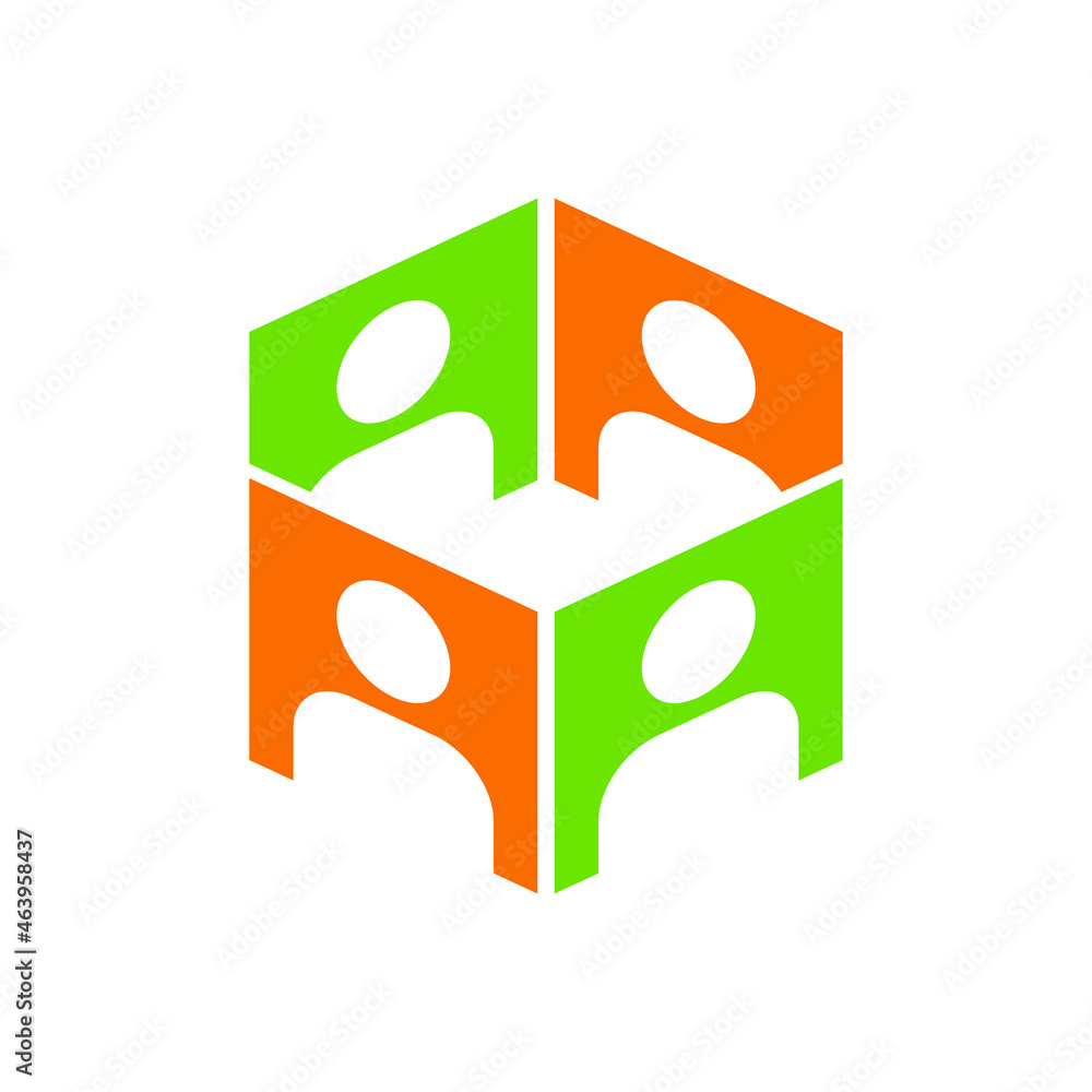 Four people on square colorful concept. Very suitable in various ...