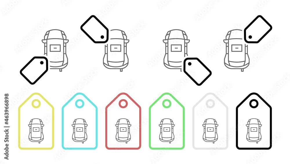 Car vector icon in tag set illustration for ui and ux, website or ...