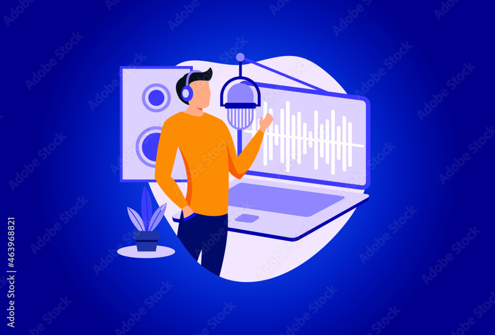 Voice over service illustration exclusive design inspiration Stock ...