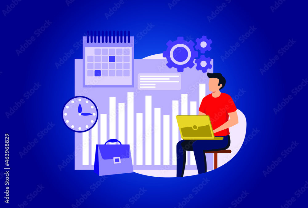 Time and attendance tracking sistem illustration exclusive design ...