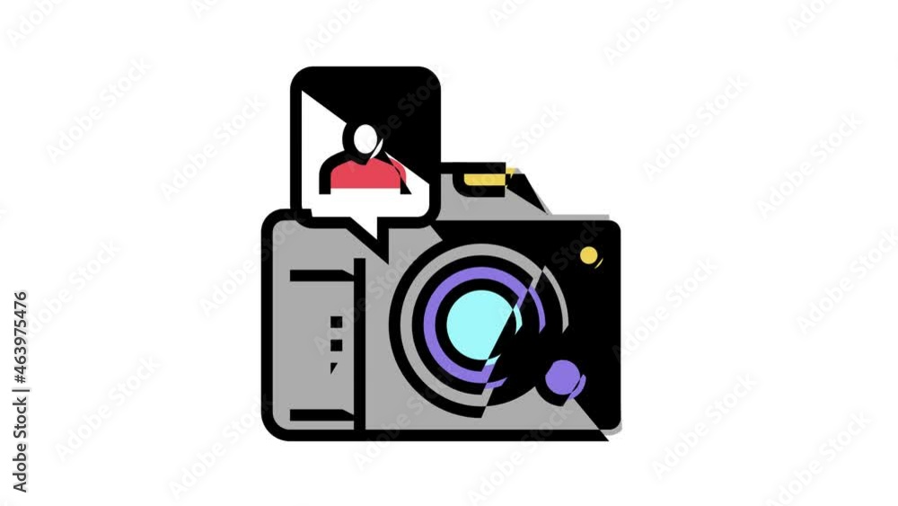 photo camera make card for face id animated color icon. photo camera ...