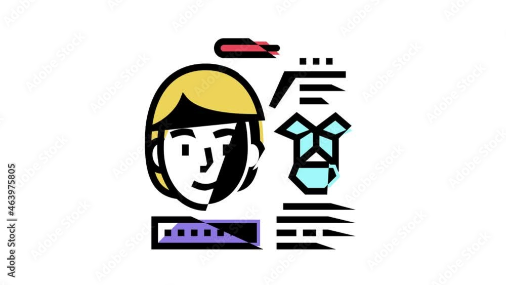 structure of work face id animated color icon. structure of work face ...