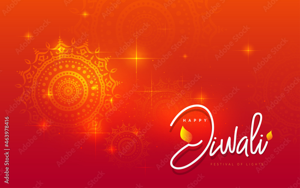 Diwali Festival Background with Round Floral Ornament - Diwali ...