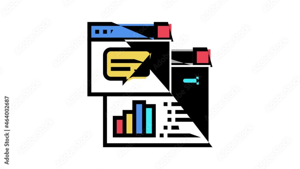 tasks hierarchy digital processing animated color icon. tasks hierarchy ...