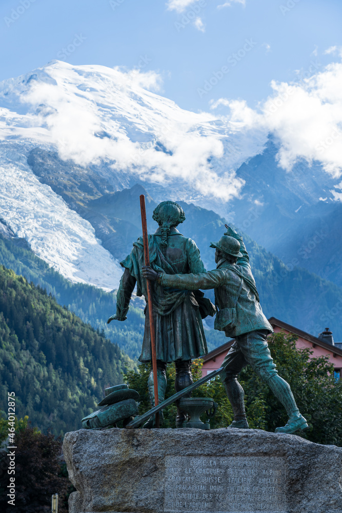 CHAMONIX - FRANCE, September 17, 2021: Statue of Jacques Balmat ...