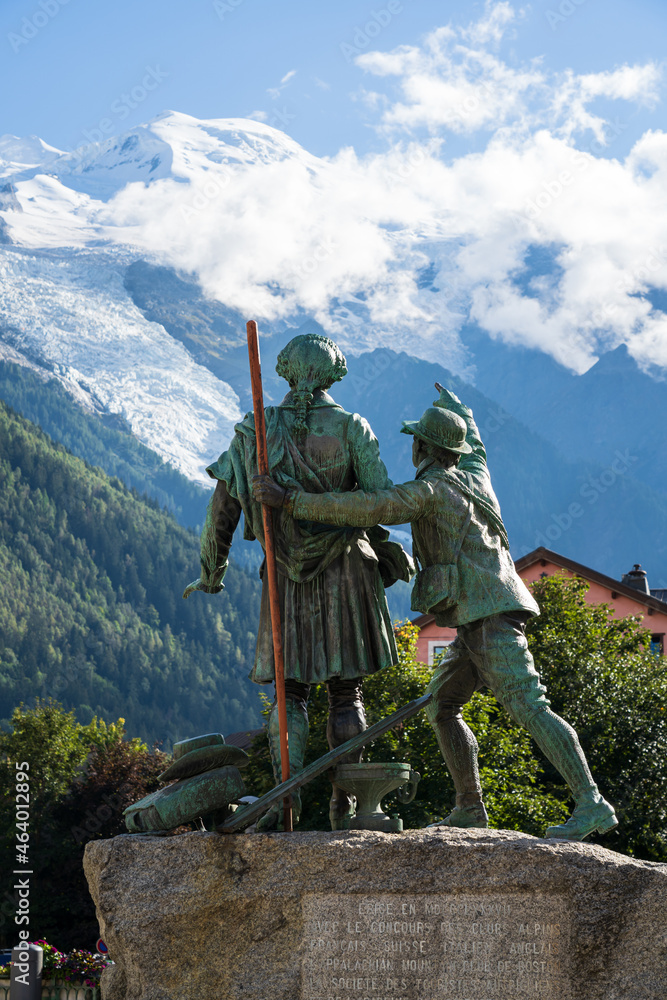CHAMONIX - FRANCE, September 17, 2021: Statue of Jacques Balmat ...