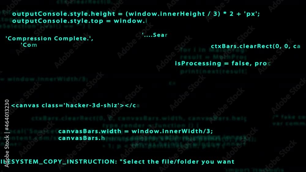 Source scripts on the black background. Seamless loop animation, 16-bit ...