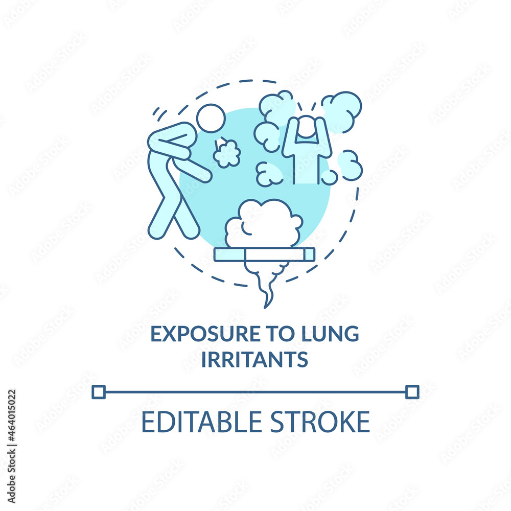 Exposure to lung irritants blue concept icon. Pneumonia risk factor ...