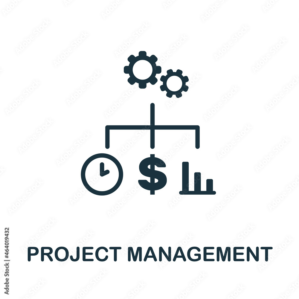 Project Management icon. Monochrome sign from company management ...
