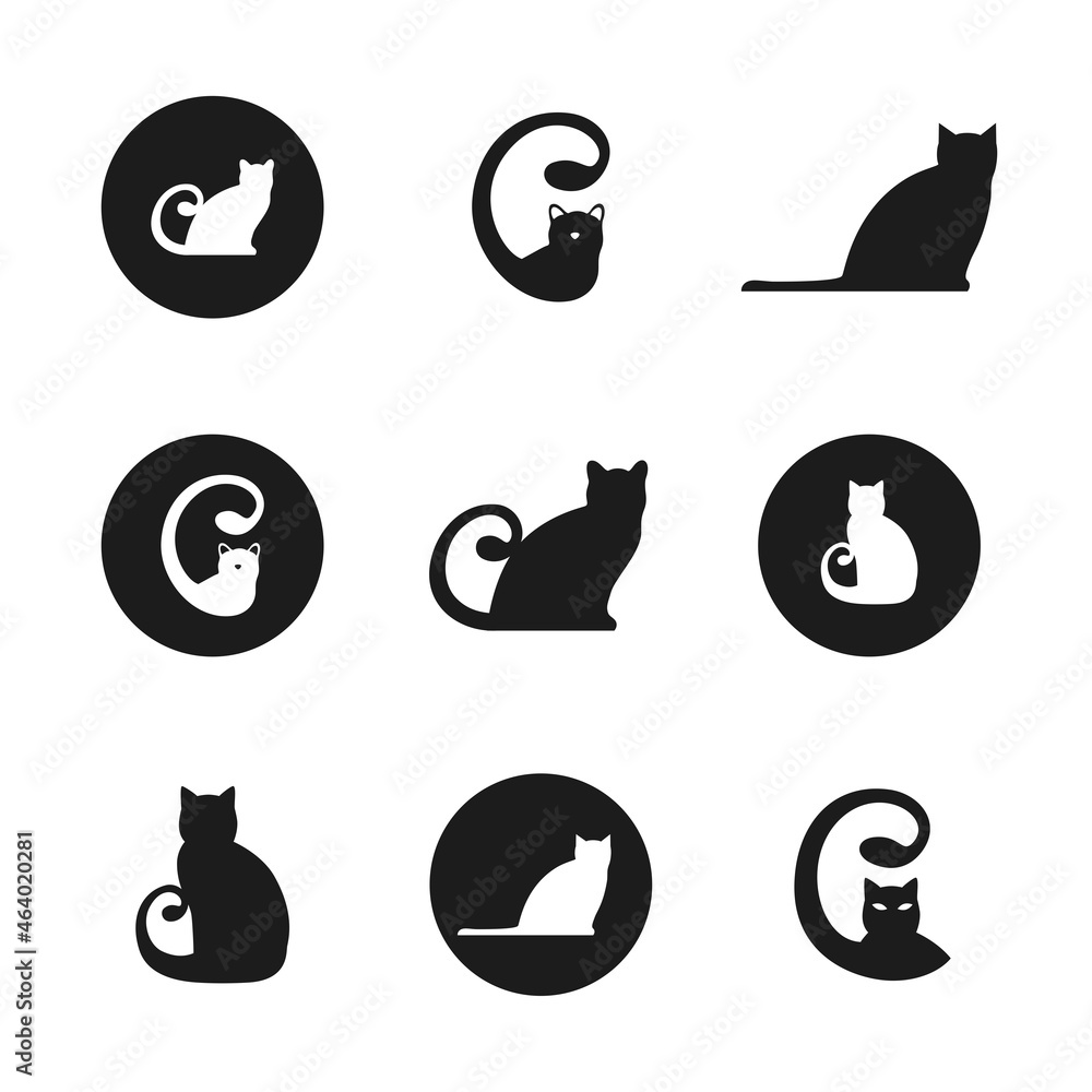 Cat logo set isolated on white background. Cat logo collection for web ...