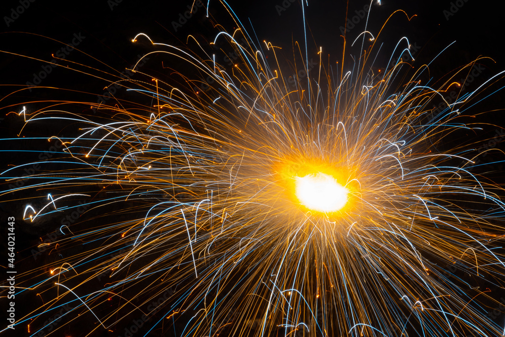 Long Exposure shot of Ground Spinner fireworks during the Diwali ...
