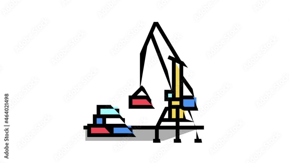 container loader port equipment animated color icon. container loader ...