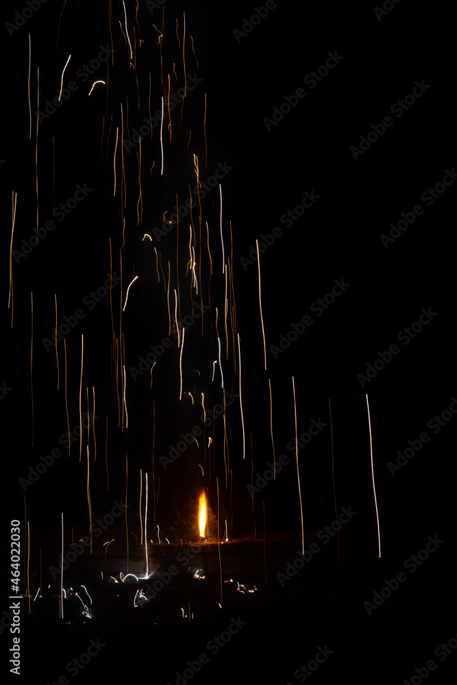 Long exposure of flower pot firecracker burning during the Diwali ...
