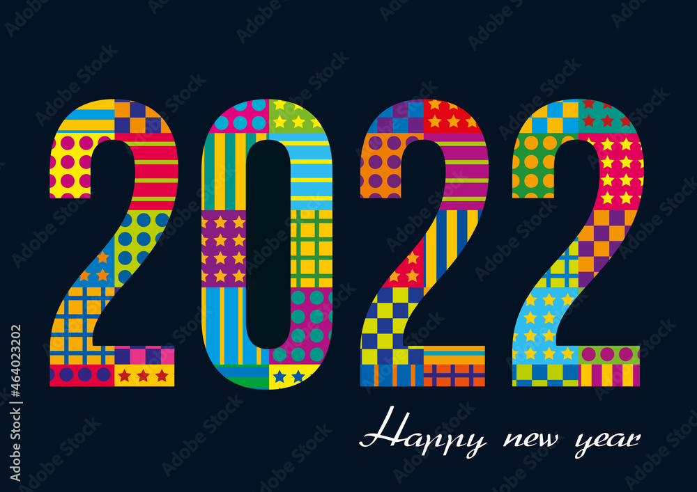 Carte de vœux 2022 joyeuse et multicolore pour souhaiter ses vœux pour ...
